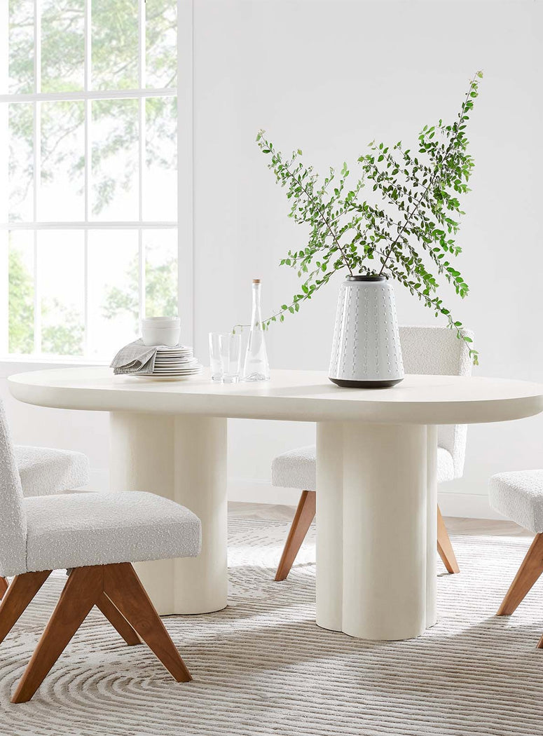 Pianc 72" Oval Dining Table,white