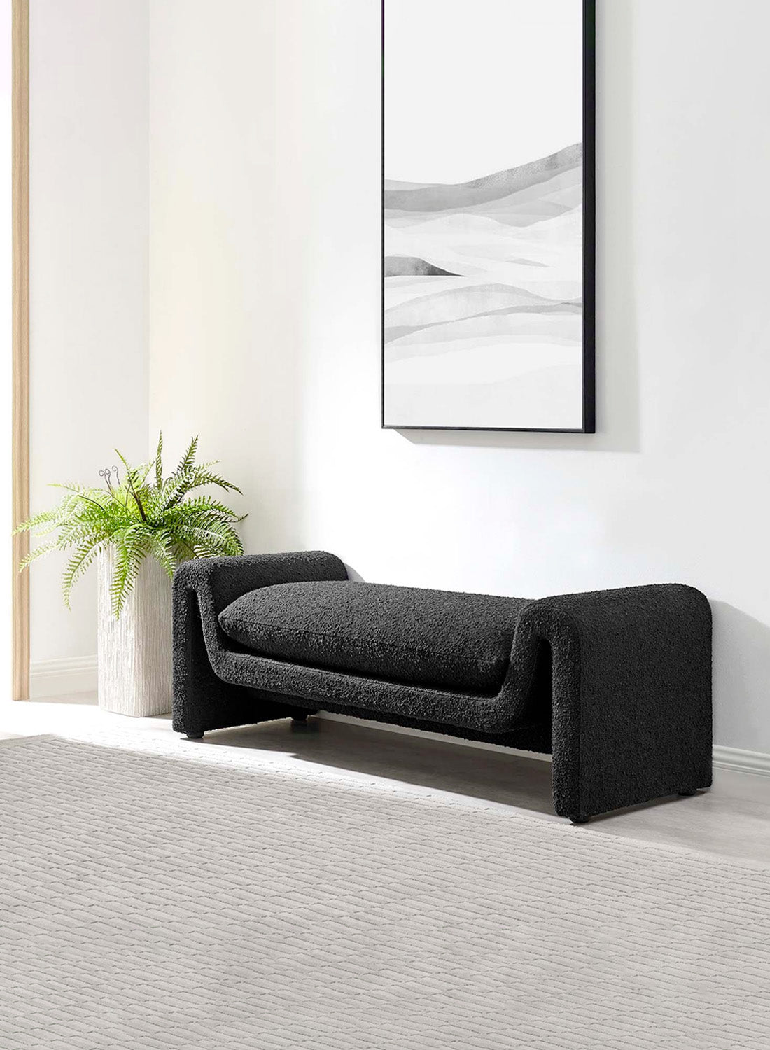 Ripple Boucle Fabric Bench