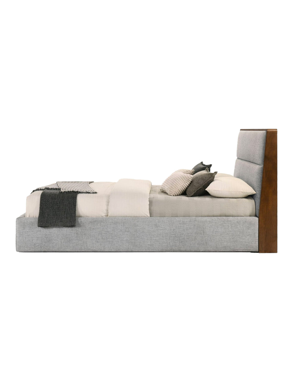 Duna Fabric & Walnut Bed